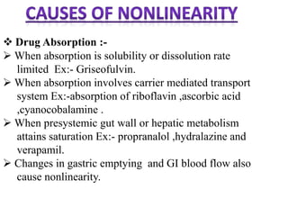 Non linear pharmacokinetics and different volumes of distribution | PPTX