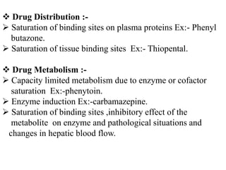 Non linear pharmacokinetics and different volumes of distribution | PPTX