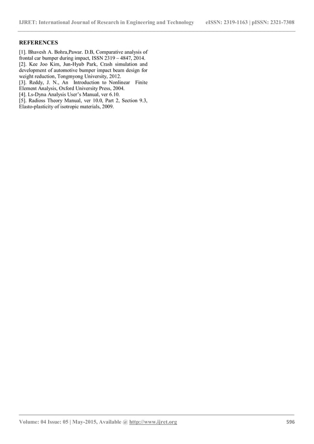 Nonlinear static simulation of automotive bumper of a passenger car in low speed impact crash ...