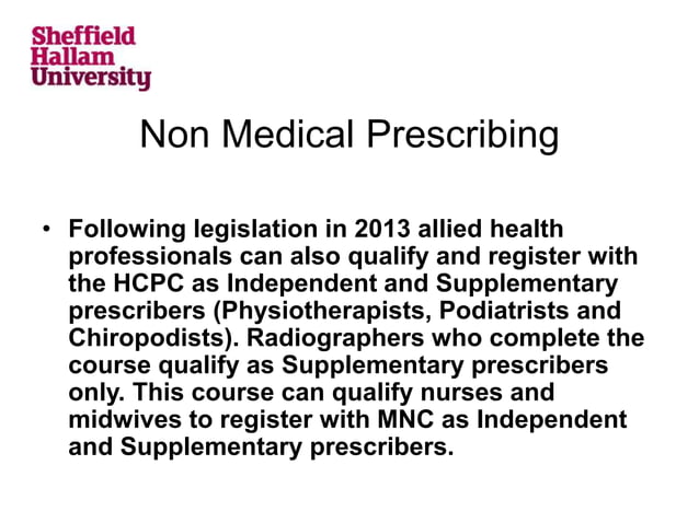 Non medical prescribing - Bridget Crofts | PPTX | Pharmaceutical ...