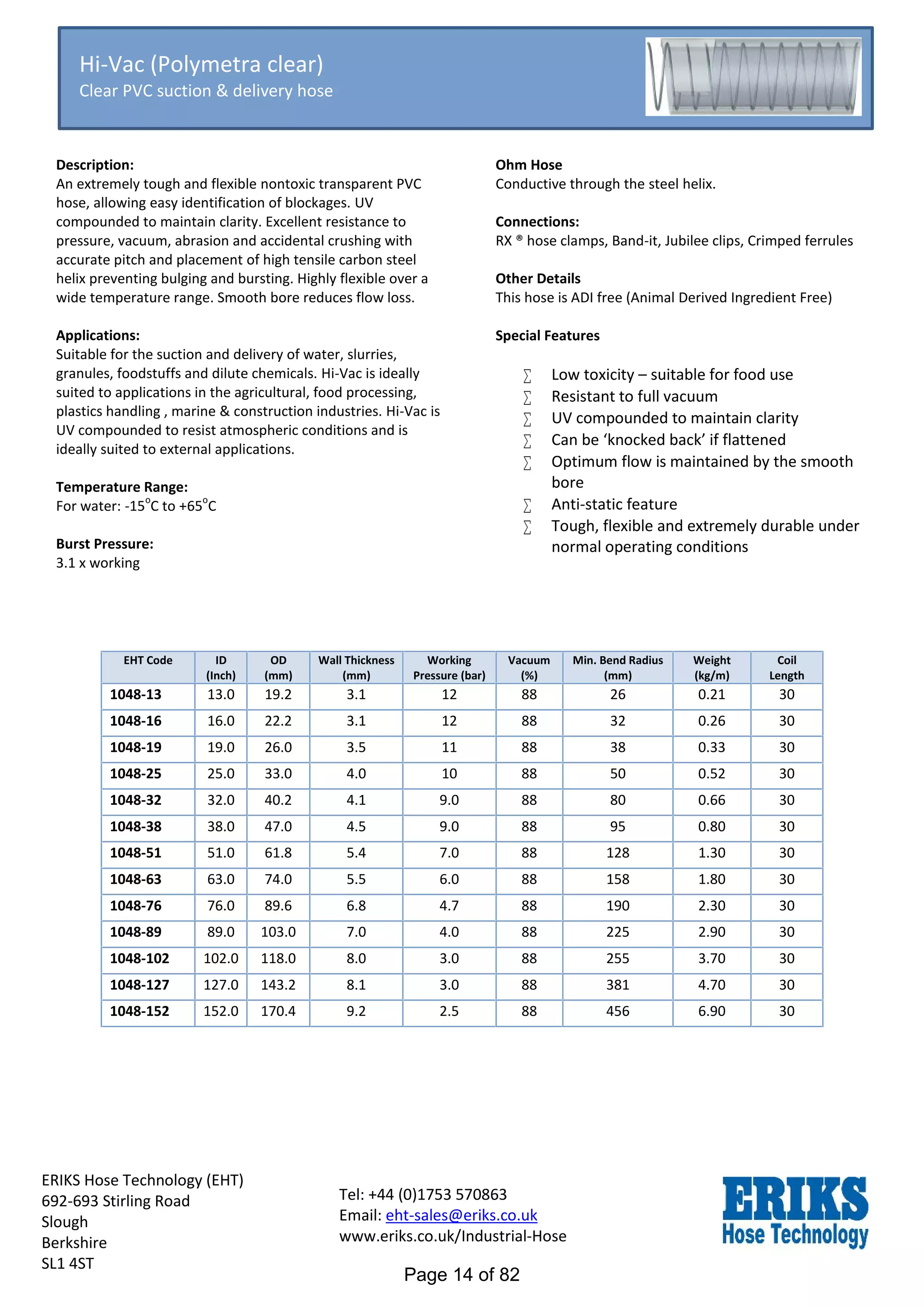 ERIKS Hose Technology (EHT) hose catalogue | PDF