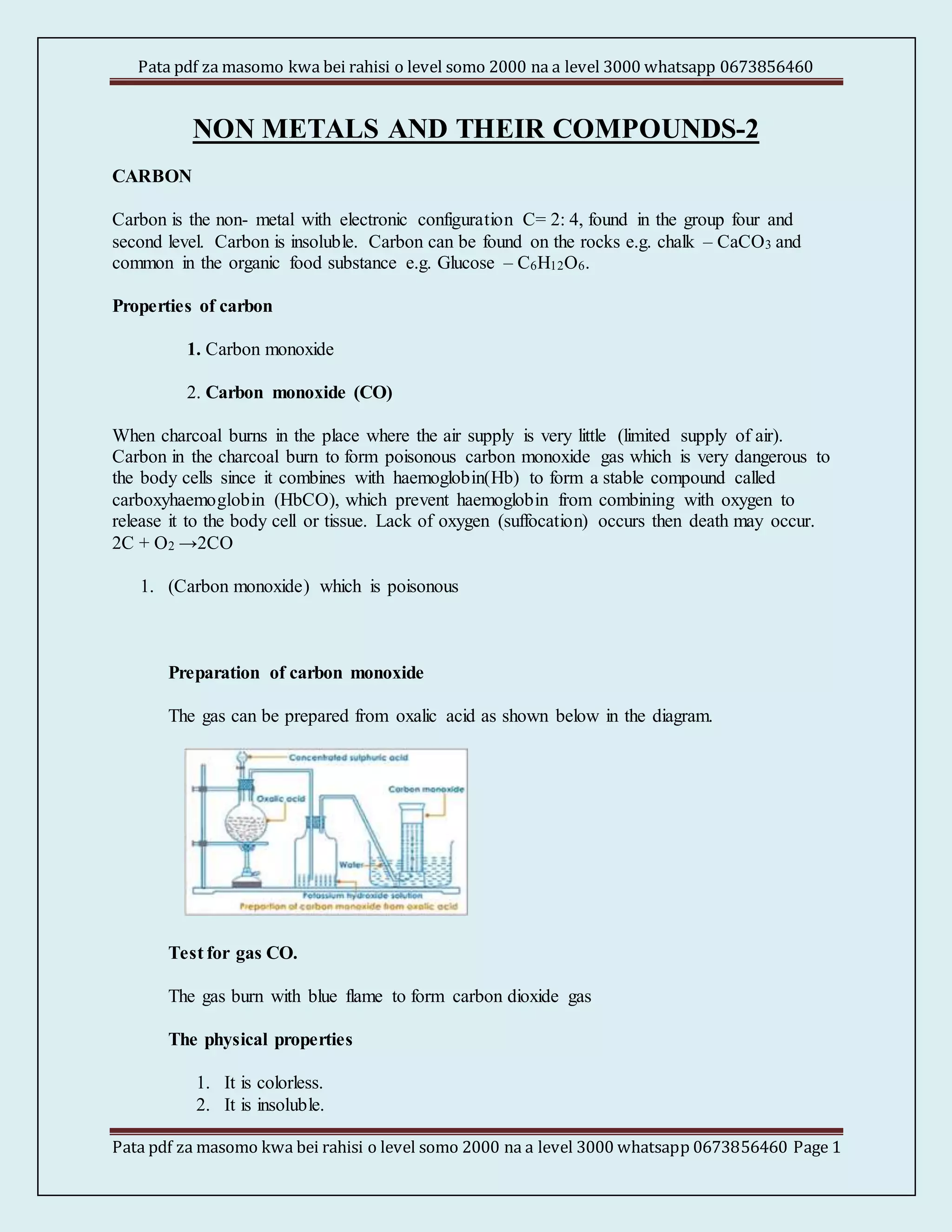 Non metals and their compounds 2 | PDF