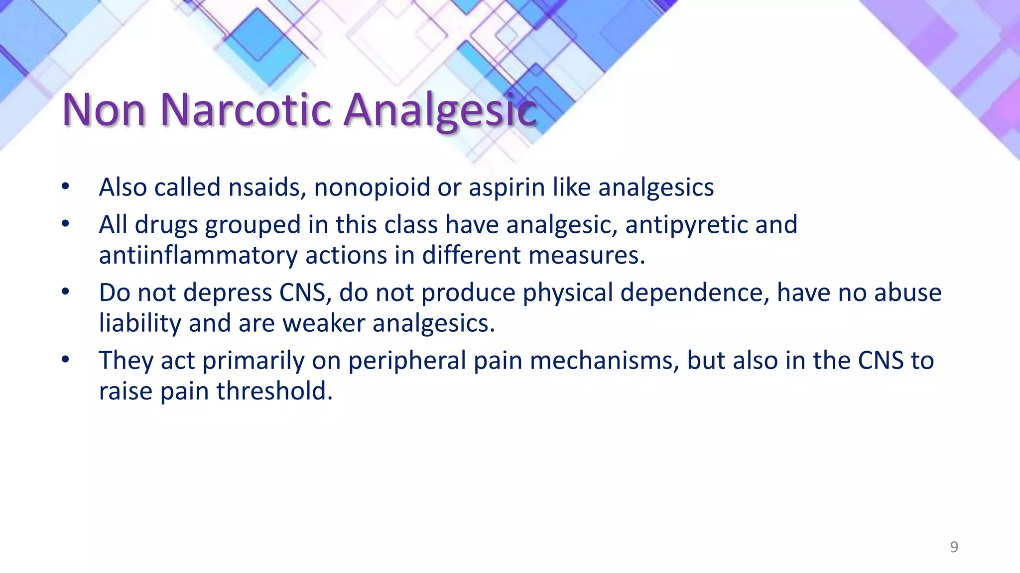 Non narcotic analgesics | PPTX