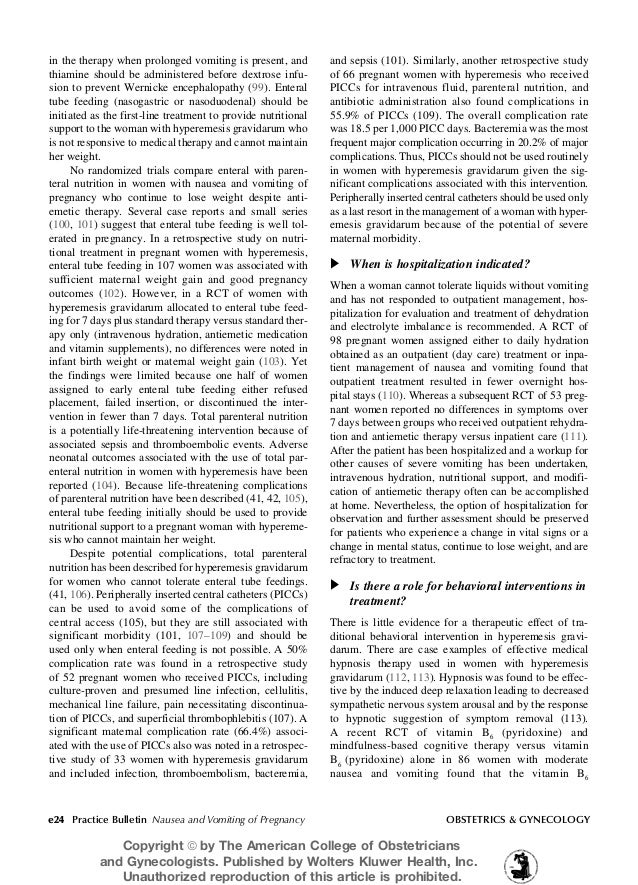 Non nghen trong thai ky - nausea and vomiting of pregnancy - ACOG gui…