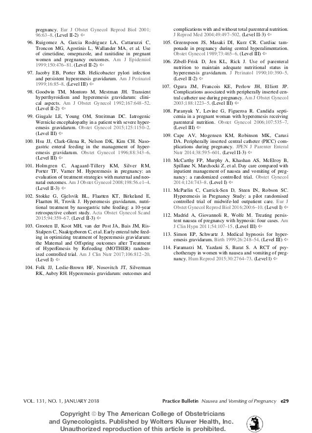 Non nghen trong thai ky - nausea and vomiting of pregnancy - ACOG gui…