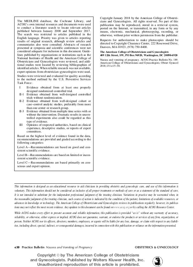 Non nghen trong thai ky - nausea and vomiting of pregnancy - ACOG gui…