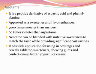 Non nutritive sweeteners and its effects on health | PPTX