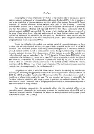 Non observed economy in national accounts | PDF