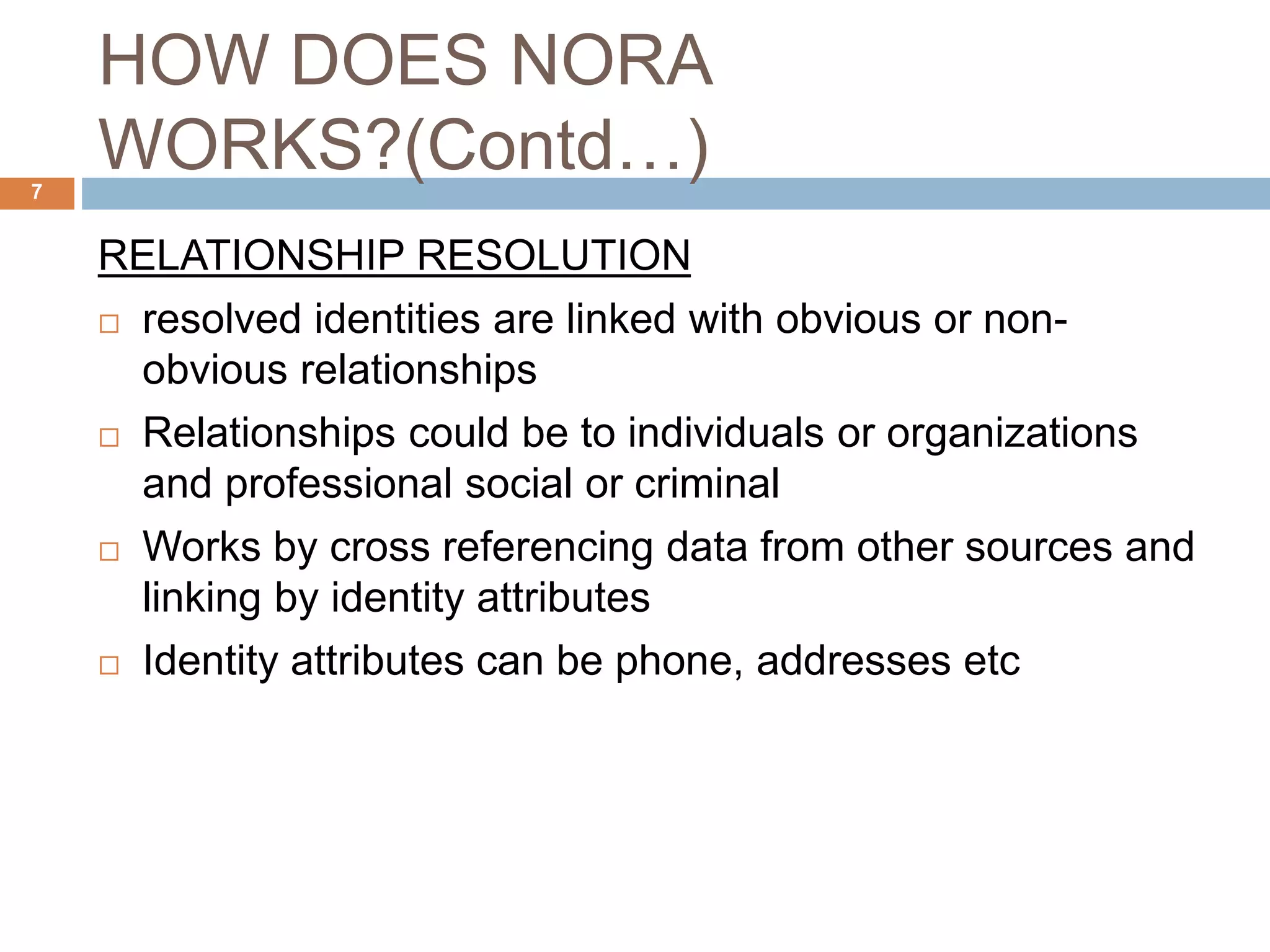 Non obvious relationship awareness (nora) | PPTX