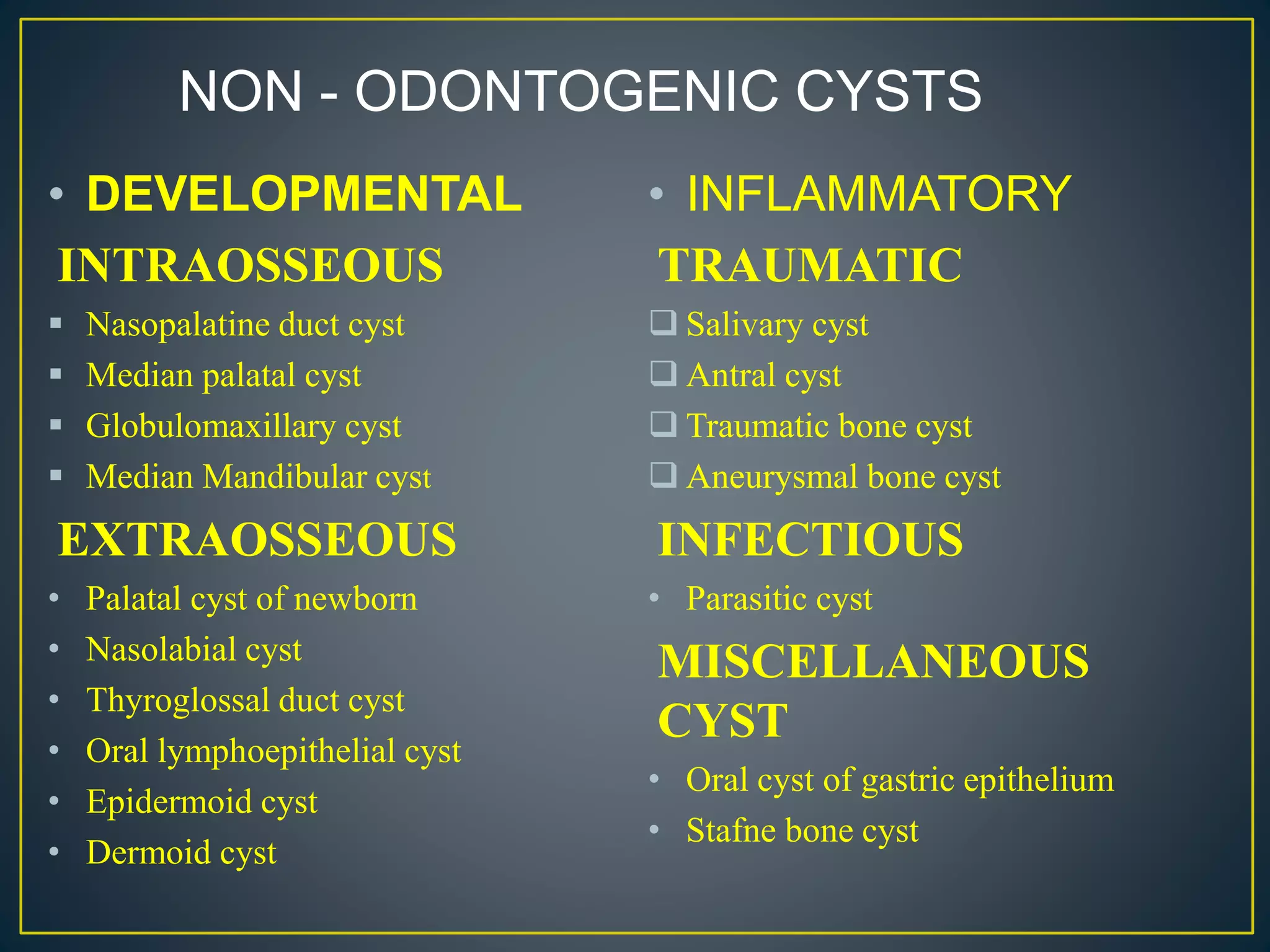 Non odontogenic cyst and pseudo cyst of the jaw- seminar 2- ORIGINAL.pptx