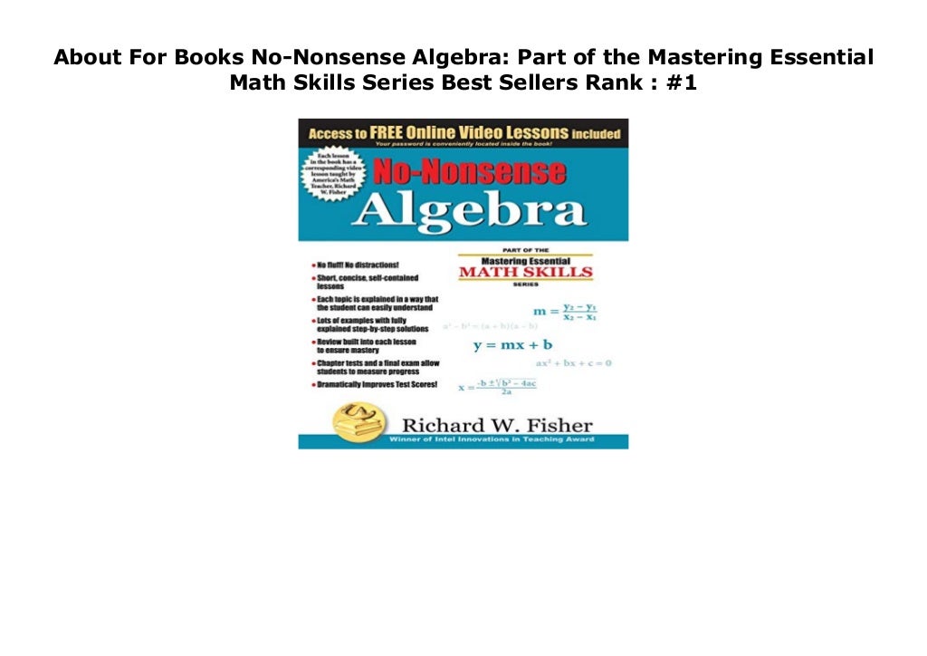 About For Books No Nonsense Algebra Part Of The Mastering Essential about-for-books-no-nonsense-algebra-part-of-the-mastering-essential
