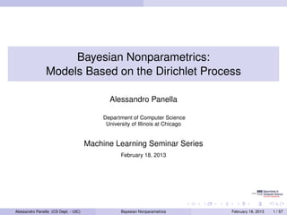 Bayesian Nonparametrics: Models Based on the Dirichlet Process | PPT