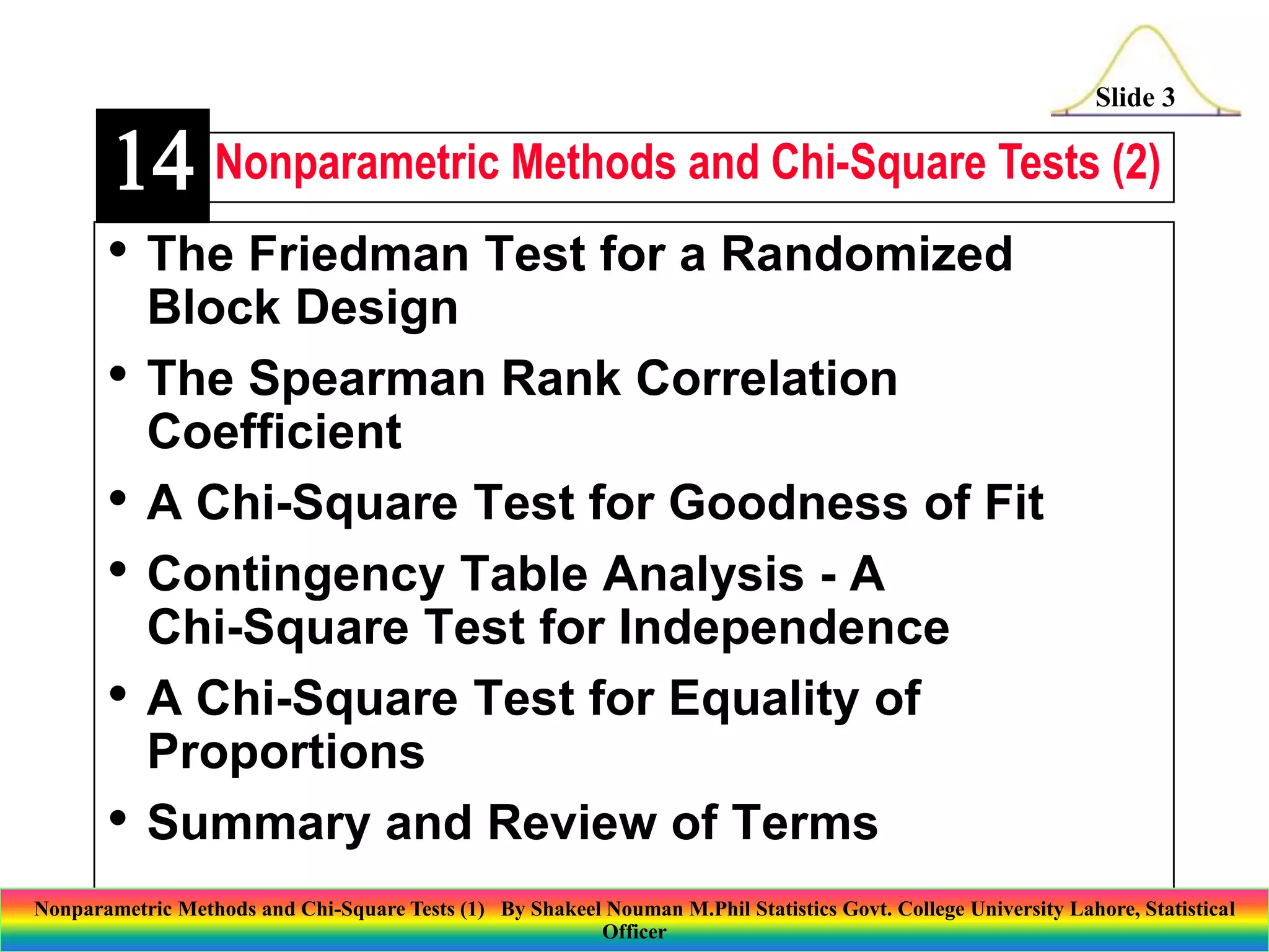 Nonparametric methods and chi square tests (1) | PPTX