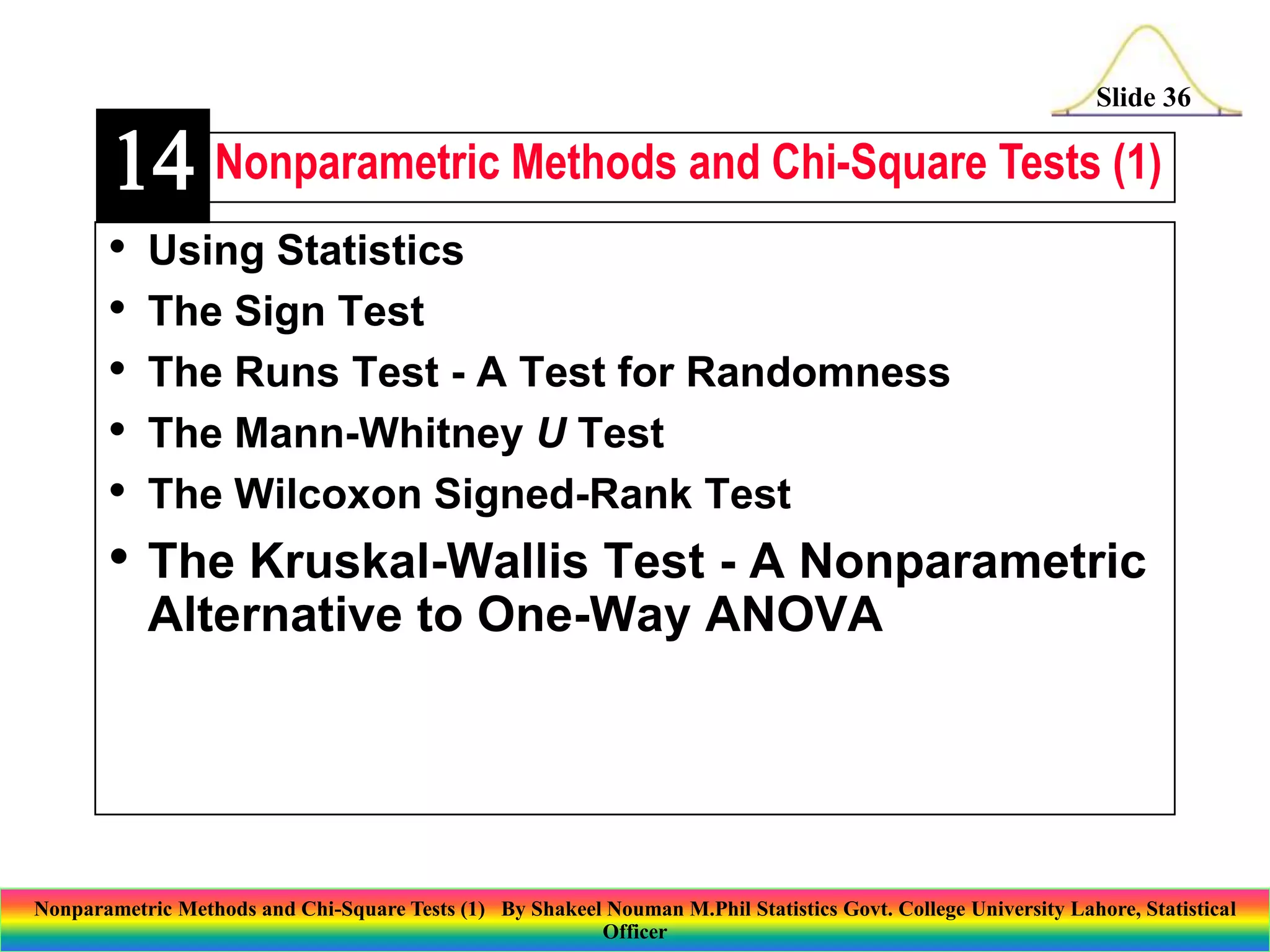 Nonparametric methods and chi square tests (1) | PPTX
