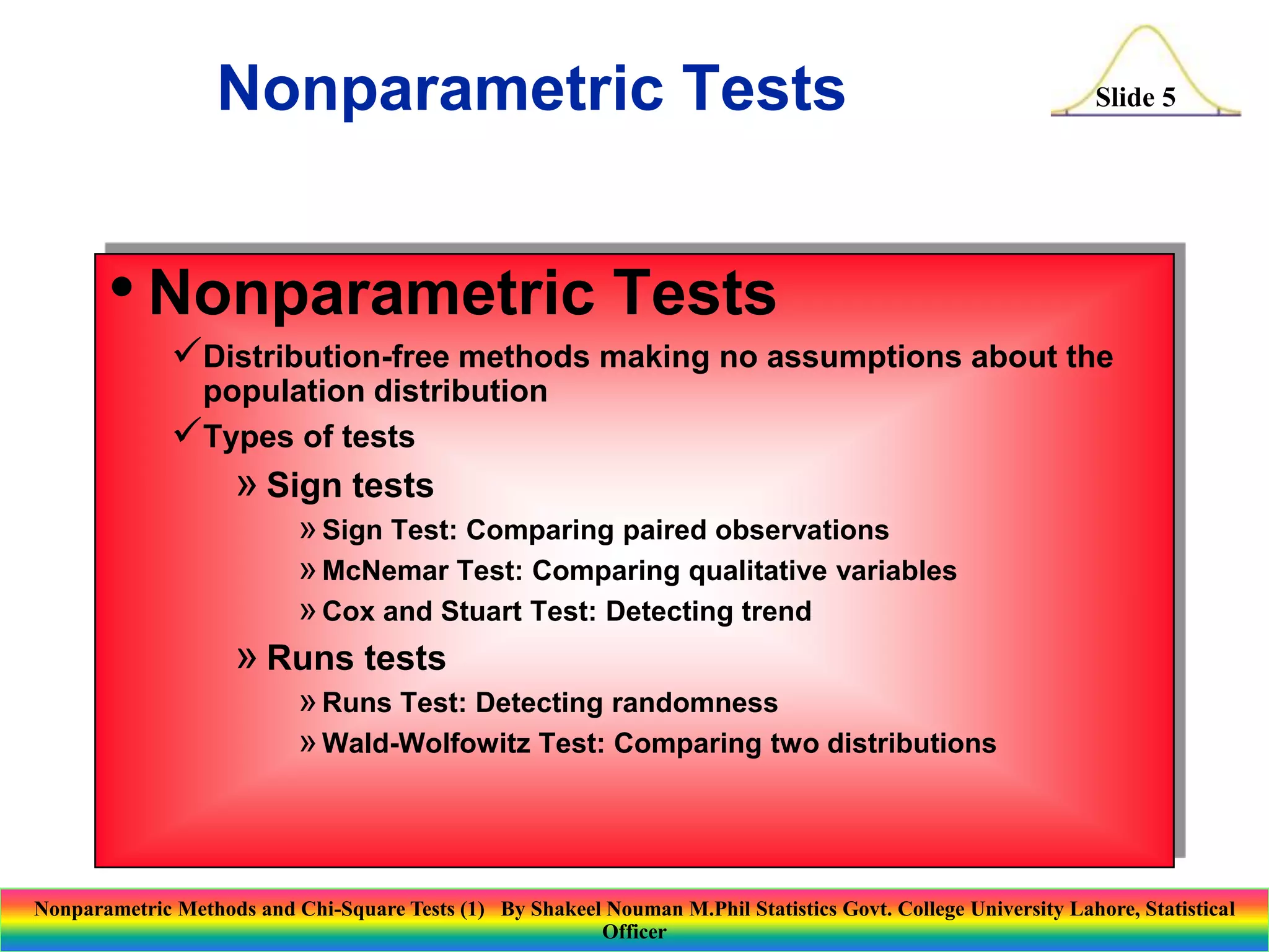 Nonparametric methods and chi square tests (1) | PPTX