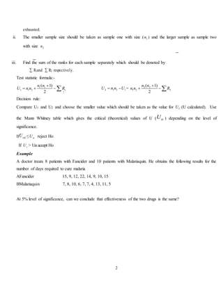 Non parametrics tests | DOCX