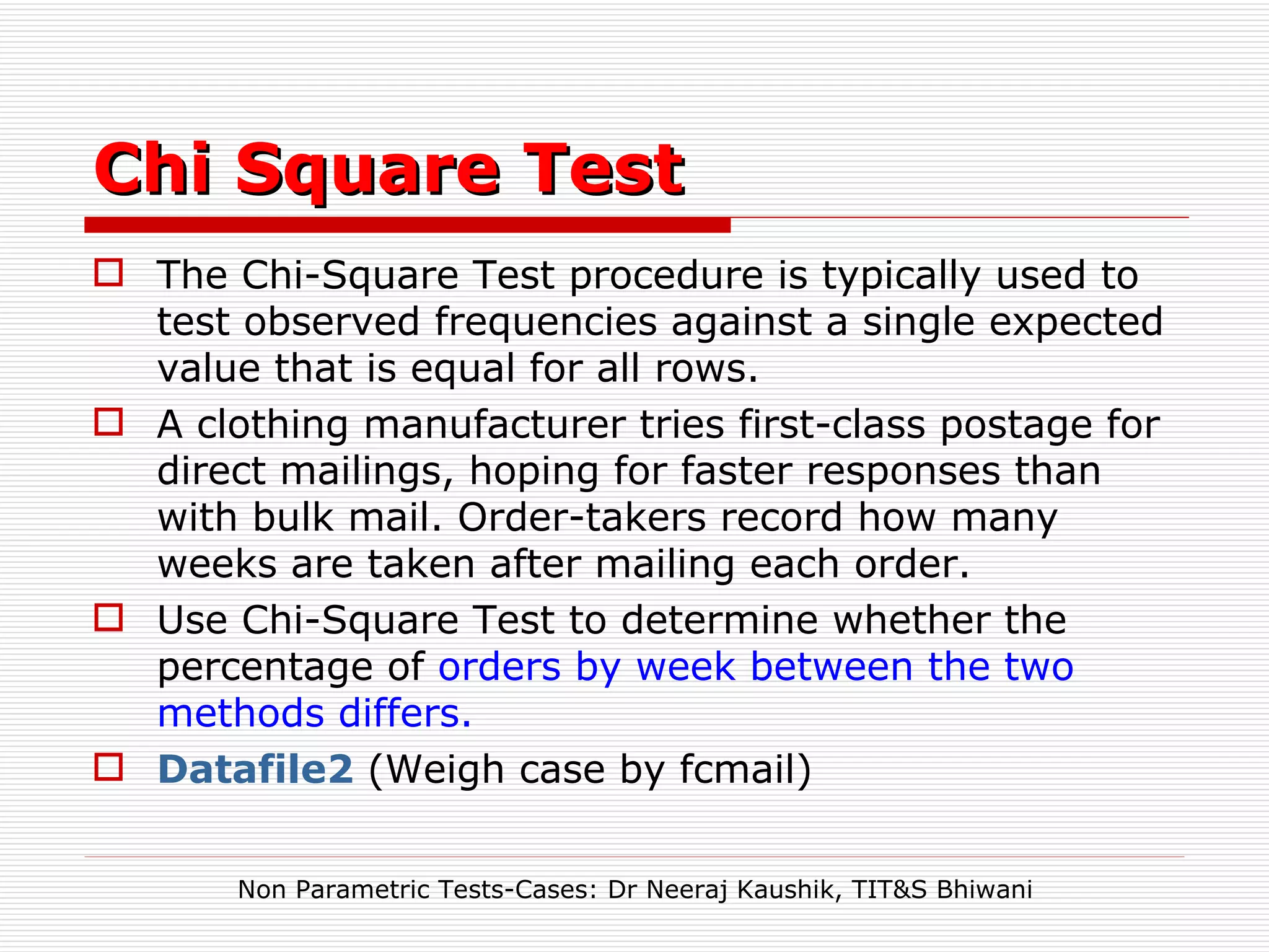 Non Parametric Tests | PPT