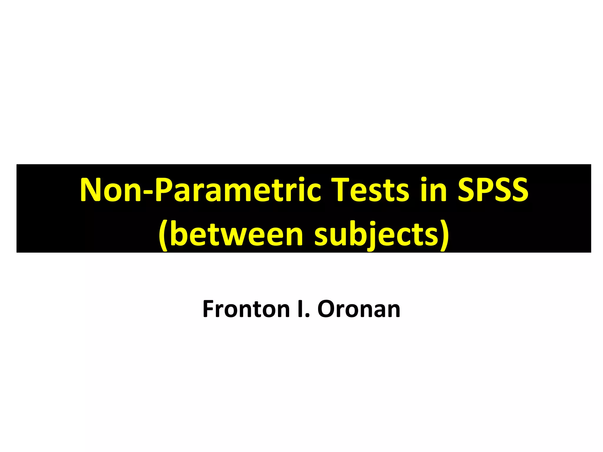 Non parametric tests | PPT