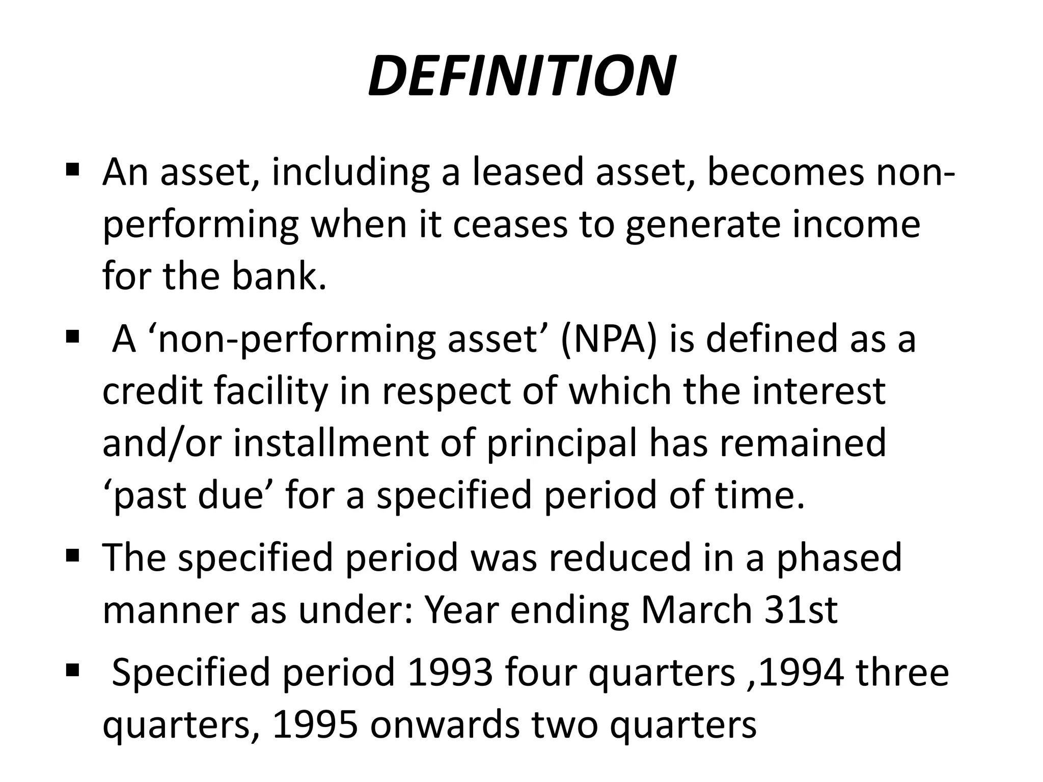 Non performing assets | PPTX | Business Banking & Finance | Business