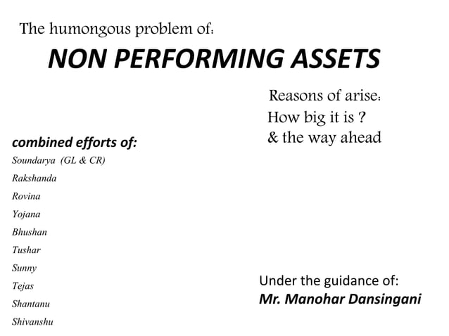 Non performing assets | PPT