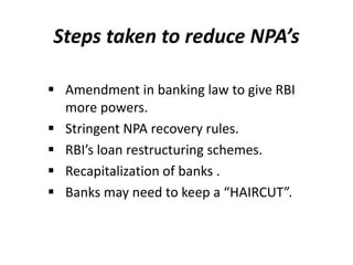 Non performing assets | PPTX | Business Banking & Finance | Business