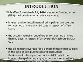 Non Performing Assets and it's management | PPTX