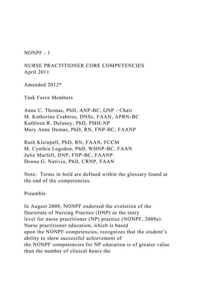NONPF - 1NURSE PRACTITIONER CORE COMPETENCIES April 201.docx