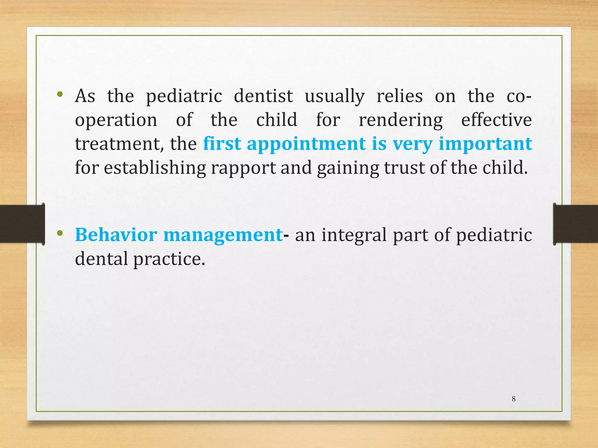 Non pharmacological behavior management in pediatric dentistry | PPTX