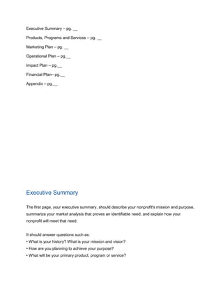 DonorBox Nonprofit business plan template | PDF