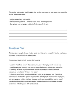 DonorBox Nonprofit business plan template | PDF