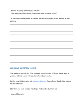 Non Profit Executive Summary Sample