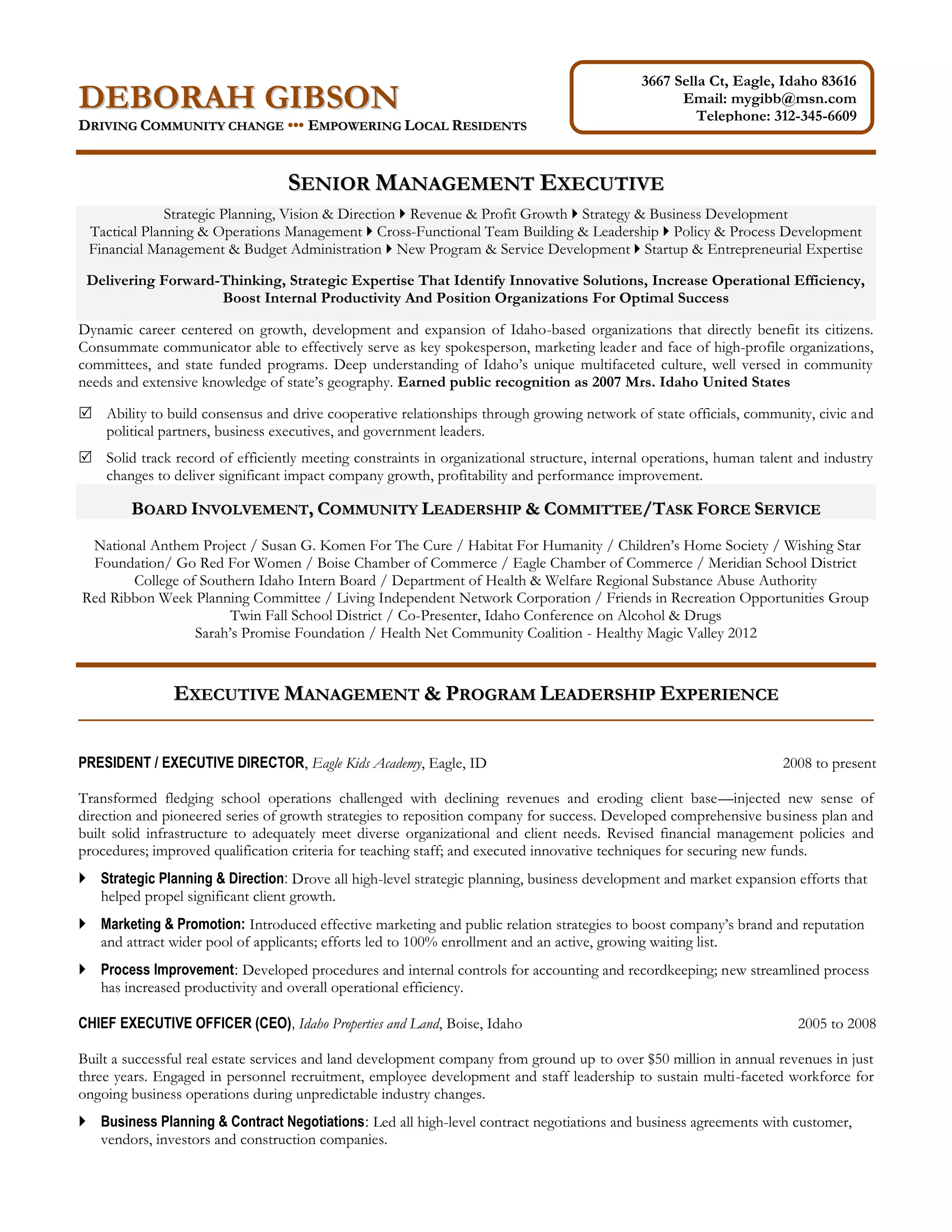 Non-Profit Executive Resume | PDF