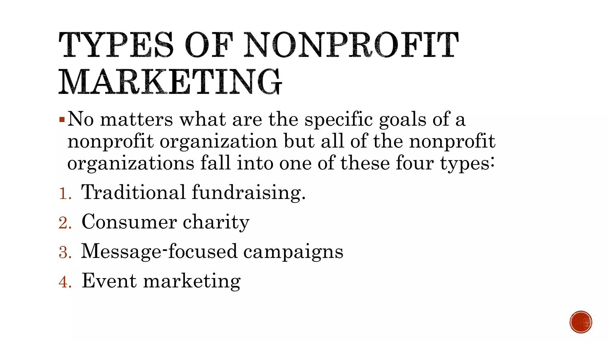 Nonprofit Marketing, Its types and challenges | PPTX