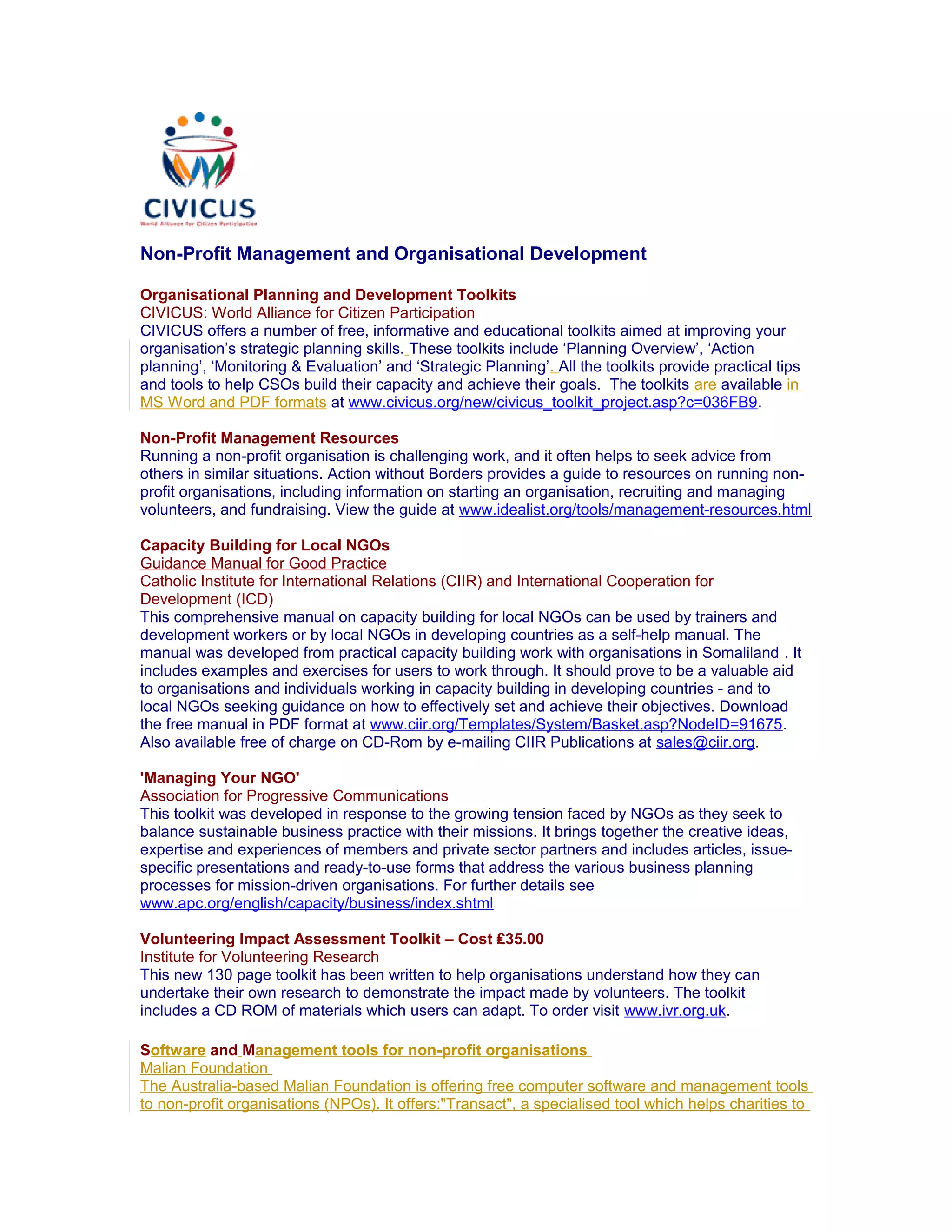 Non profit ORGANISATION | DOC