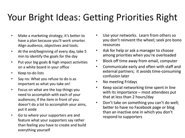 Nonprofit marketing balance session notes | PPTX