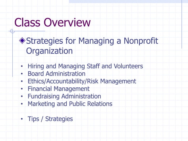 Nonprofit Operations Seminar | PPT