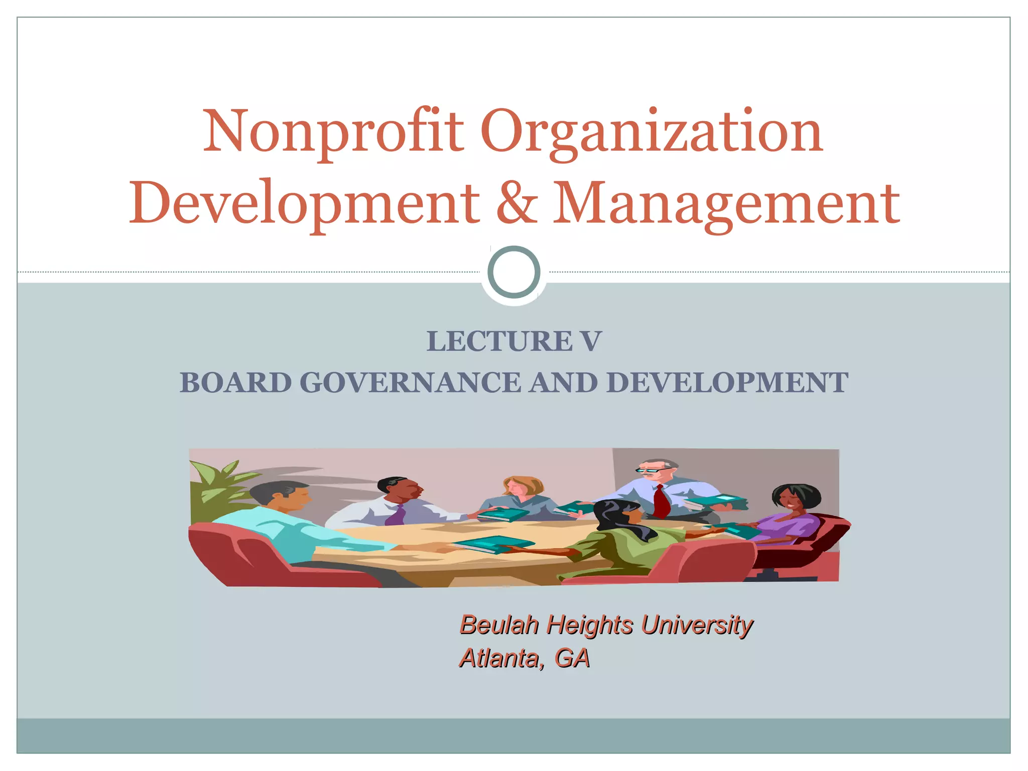 Nonprofit organization dev mgt lecture 5 | PPT