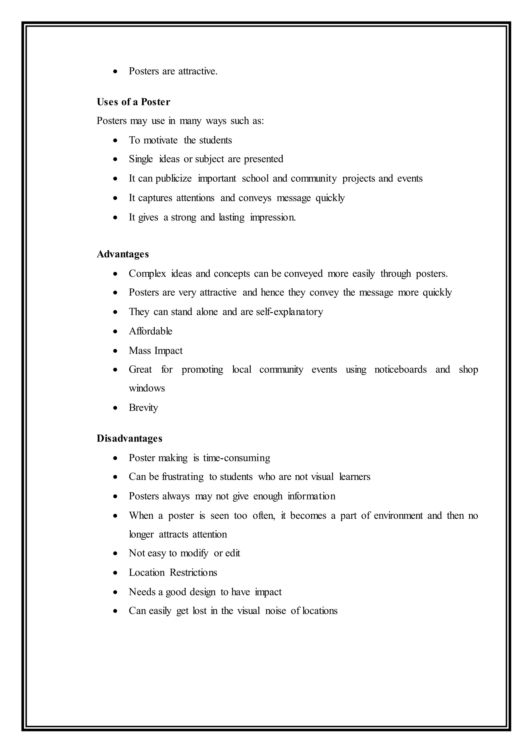 Non projected av aids - Charts, Poster, flash cards | DOCX