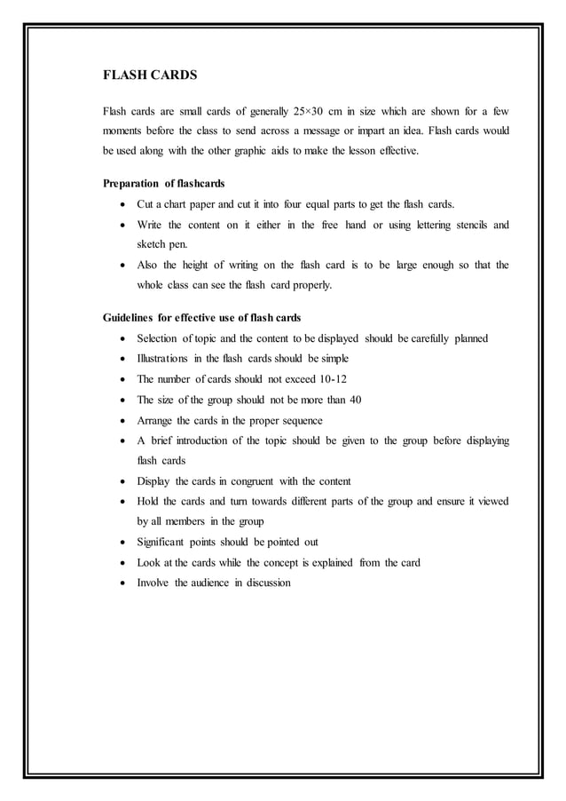Non projected av aids - Charts, Poster, flash cards | DOCX