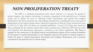 Non proliferation treaty & amp India's stand | PPTX