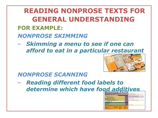 Nonprose reading | PPT | Books and Literature