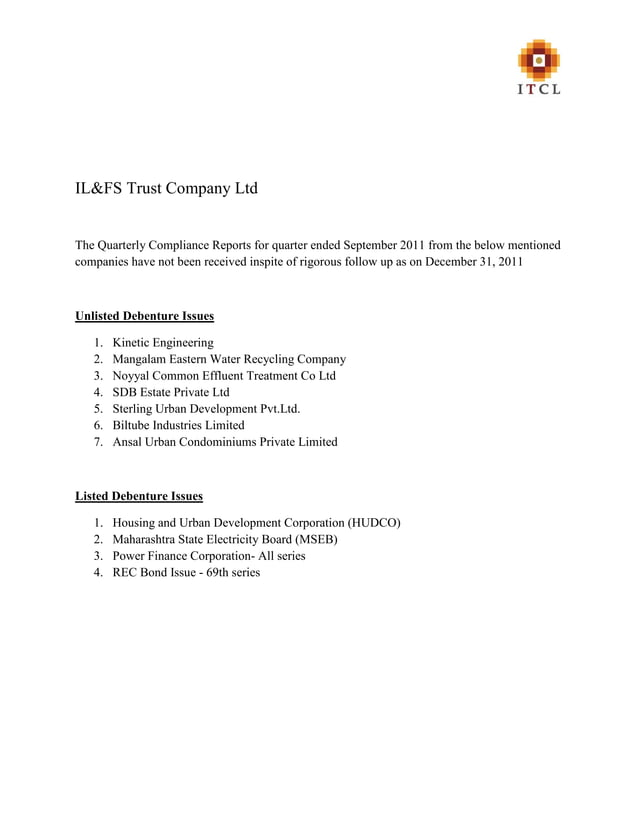 Non receipt of_quarterly_compliance_reports | PDF Non receipt of_quarterly_compliance_reports | PDF