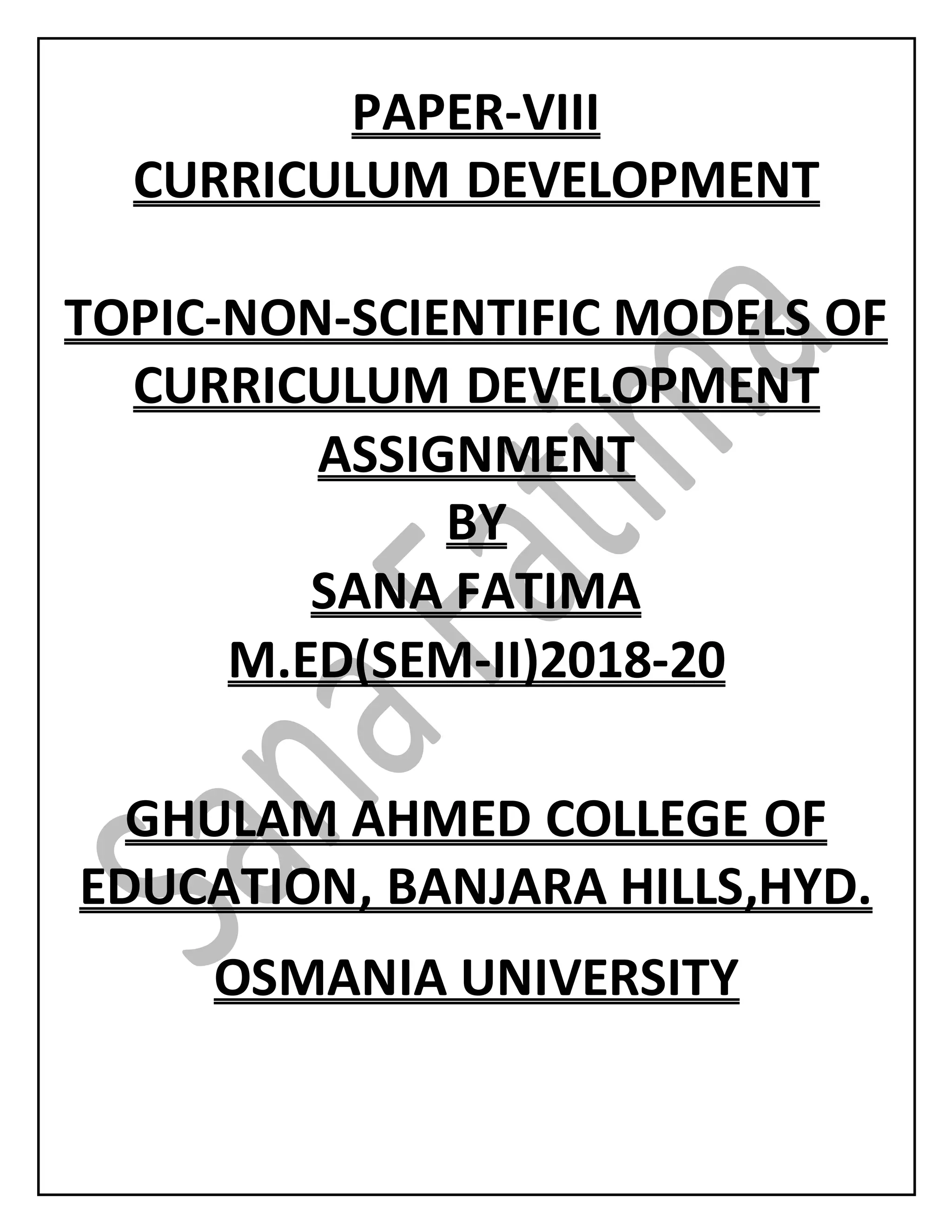 NON-SCIENTIFIC MODELS OF CURRICULUM DEVELOPMENT | DOCX