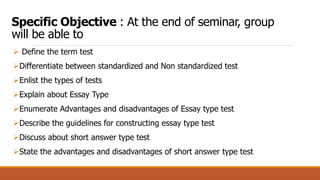 Non standardized tests | PPTX
