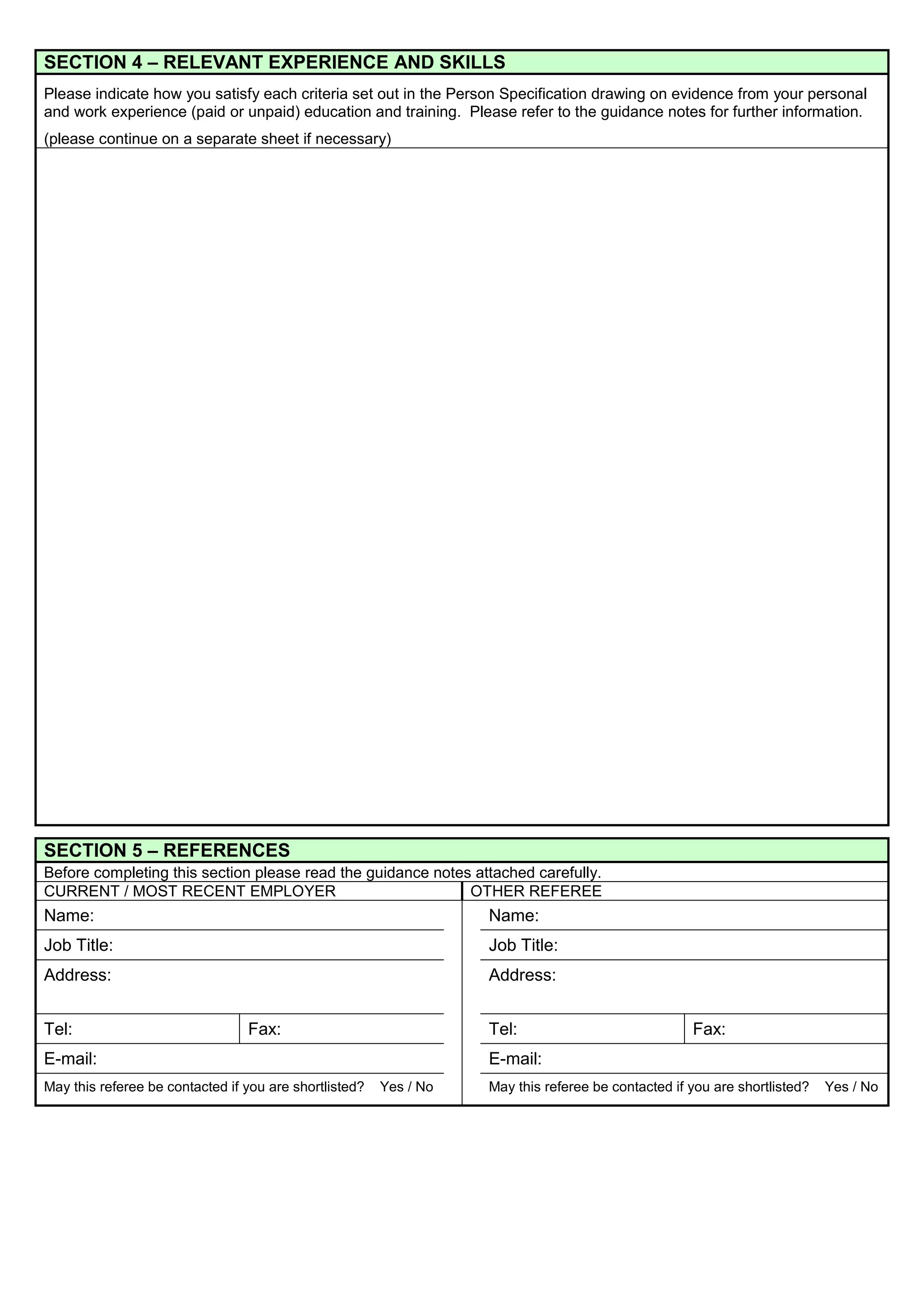 Non teaching staff application form | DOCX