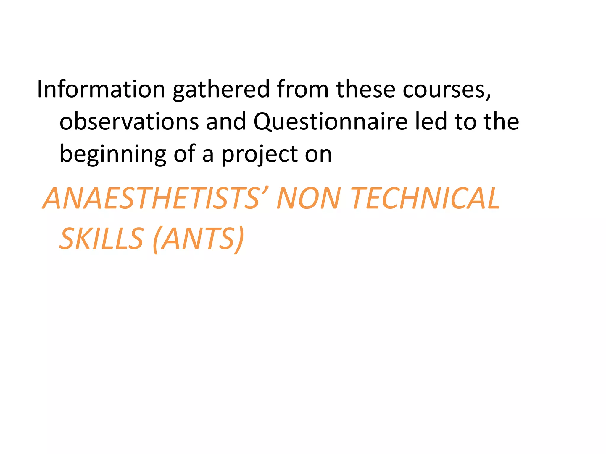 Non technical skills of anesthesia | PPTX