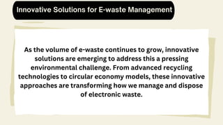 E-waste And E-waste Management Presentation | PPTX