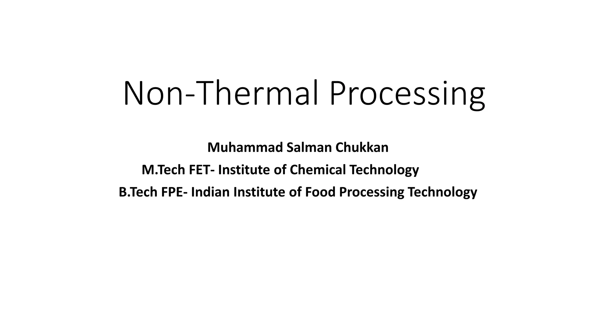 Non thermal processing-Cold plasma and HPP | PDF