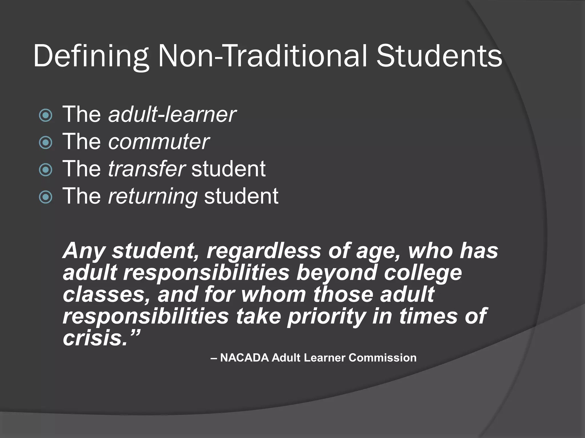 The Non-Traditional Student Difference | PDF