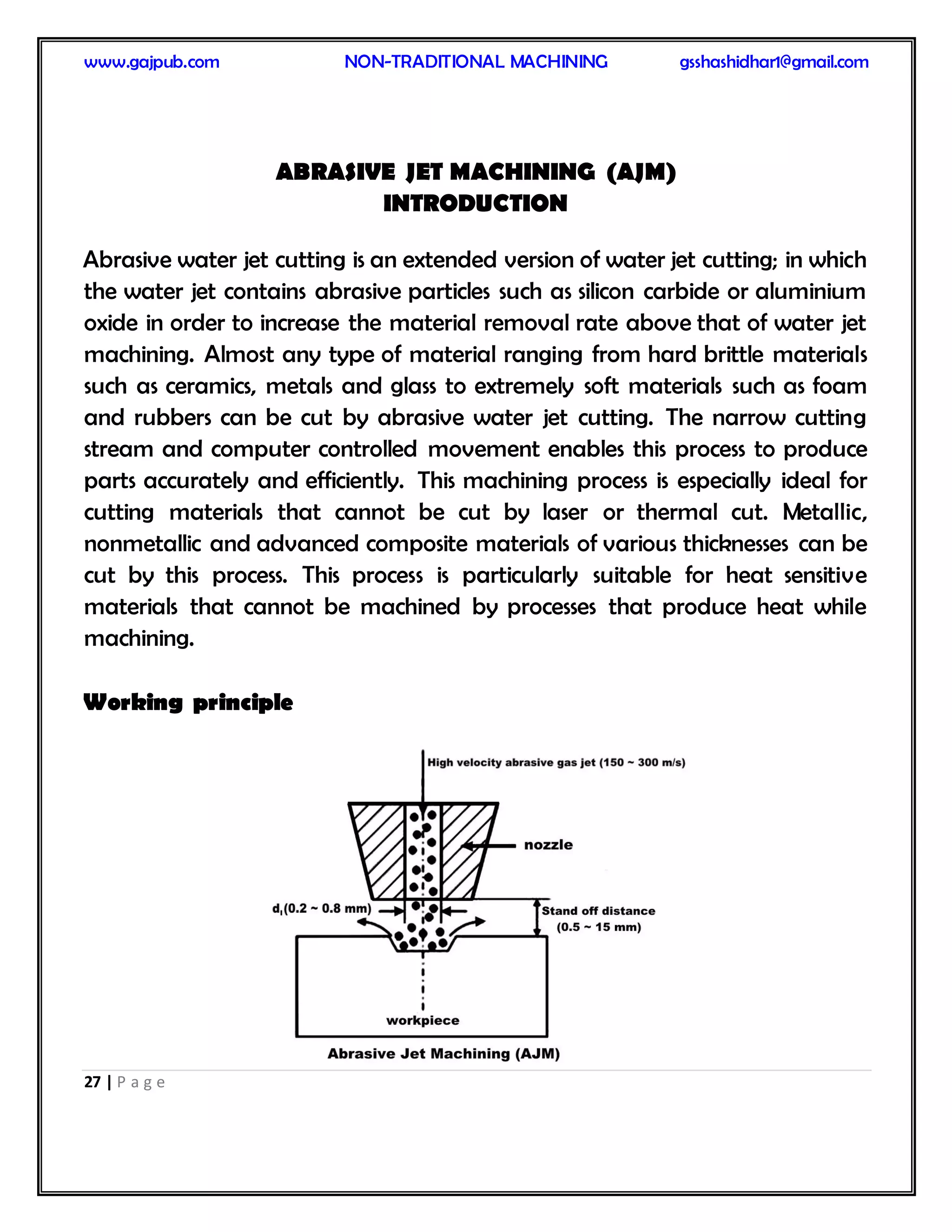 VTU Non traditional machining notes by G.S Shashidhara | PDF